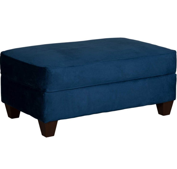 Velour Navy Blue Ottoman - Furnishings4Less
