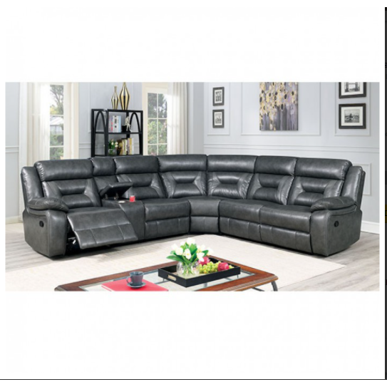 Omeet Reclining Sectional in Gray - Furnishings4Less